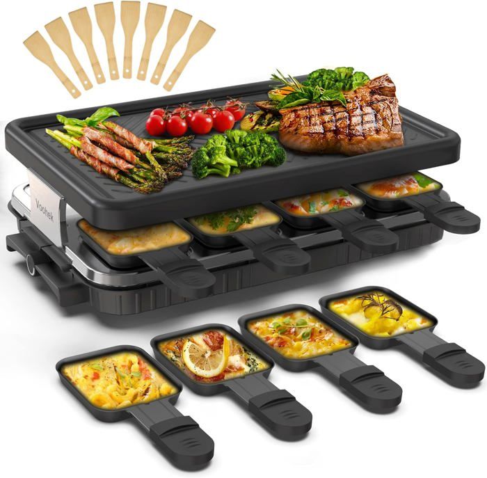 Raclette 8 Personen Raclette Grill Tischgrill Elektrisch 8 Pfännchen 8 ...