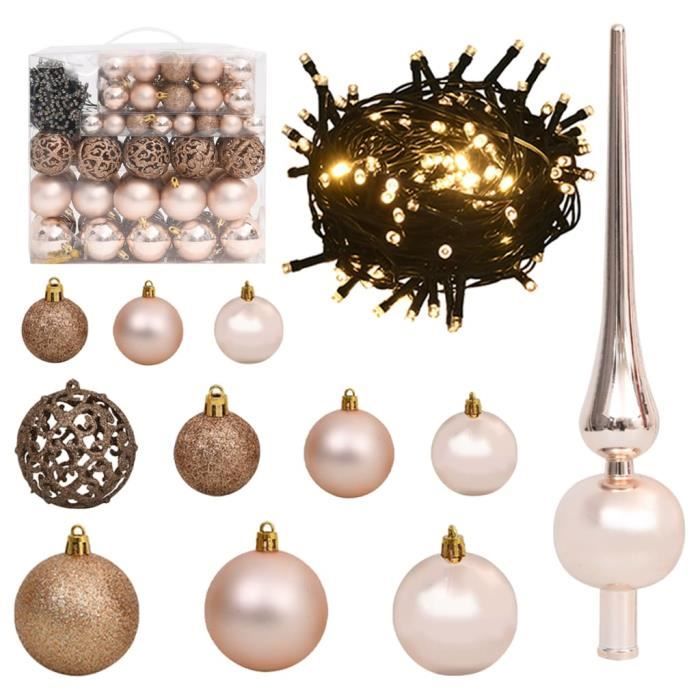 RAI Set de boules de Noël avec pic et 300 LED 120 pcs Doré rose 10698 ...