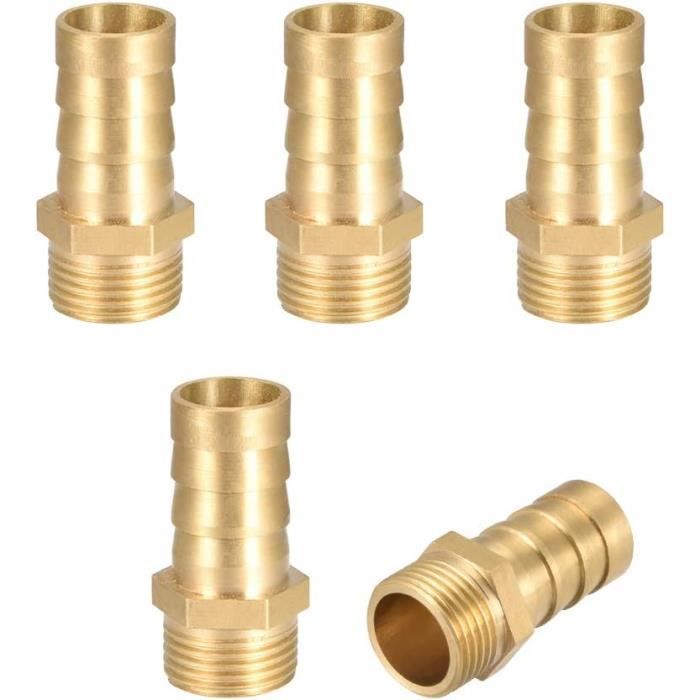 Raccord Cannelé Laiton Tuyau Connecteur Adaptateur 14 Mm Barbelé X3-8" G Mâle 5Pc[x3713 ...