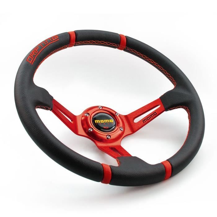 (rouge)Volant 350MM volant en cuir PVC volant de course sport pièces ...