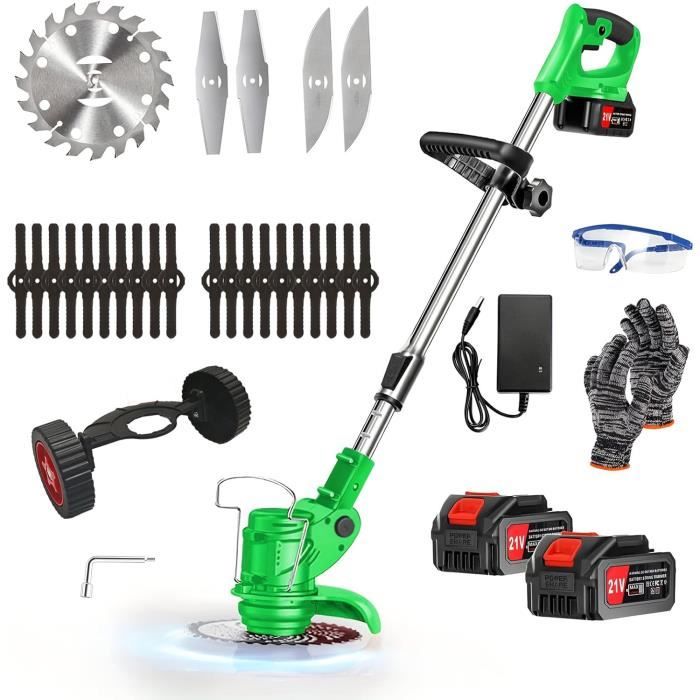 Débroussailleuse Electrique Sans Fil 21V avec 2 Batteries 4000 Ah,Coupe ...