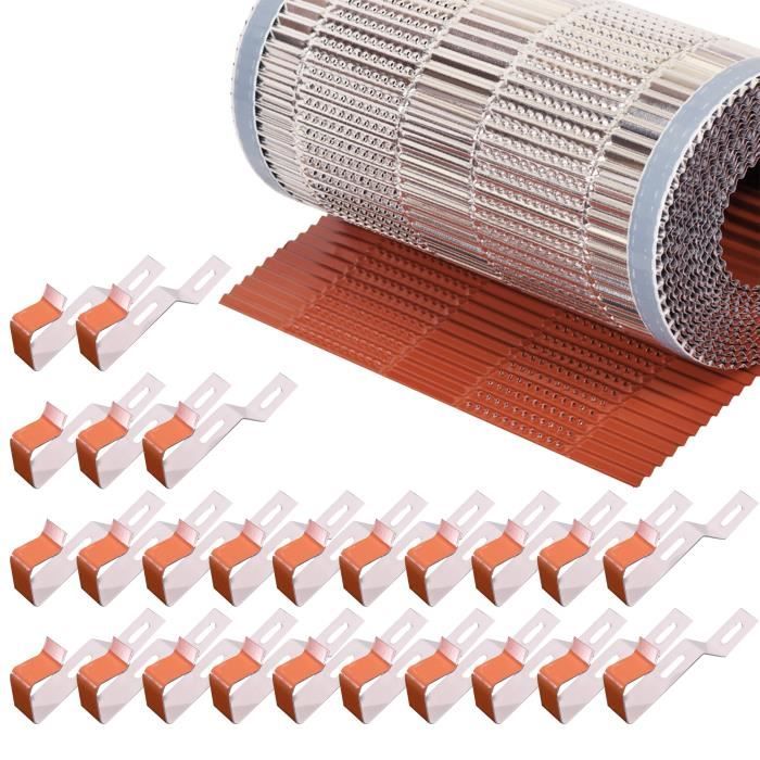 Kit Faitière – 1 Closoir Rouge 400 mm x 10 ML Rouge + 25 Clips Rouge ...