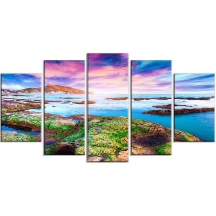 5 Parties Toile 5 PièCes Poster Sunset Beach Paintings (100x50cm)- 5 ...
