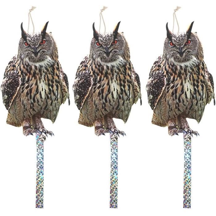 Lot de 3 répulsifs à oiseaux - Répulsif à oiseaux - Chouette - Bande ...