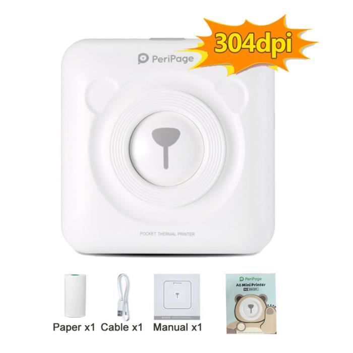 Mini-imprimante photo - PeriPage - 304DPI - Bluetooth - Compatible Android/iOS - Sans encre ...