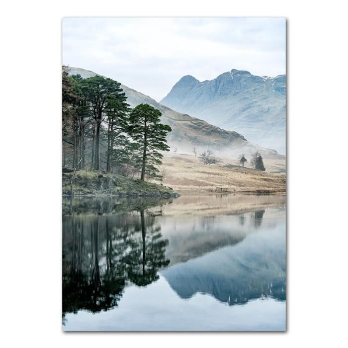 Tableau - Décoration murale - Paysage Nordique - Forêt, Neige, Cerf ...