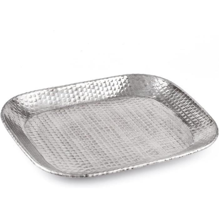 Marrakech Plateau De Service Carré En Aluminium 28 Cm Lesha Argenté ...