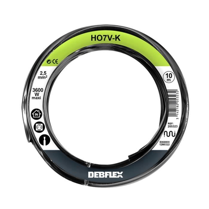 Cable - Fil - Gaine - DEBFLEX - Bobinot Ho7V-K 2.5 10M Noir - Cdiscount ...