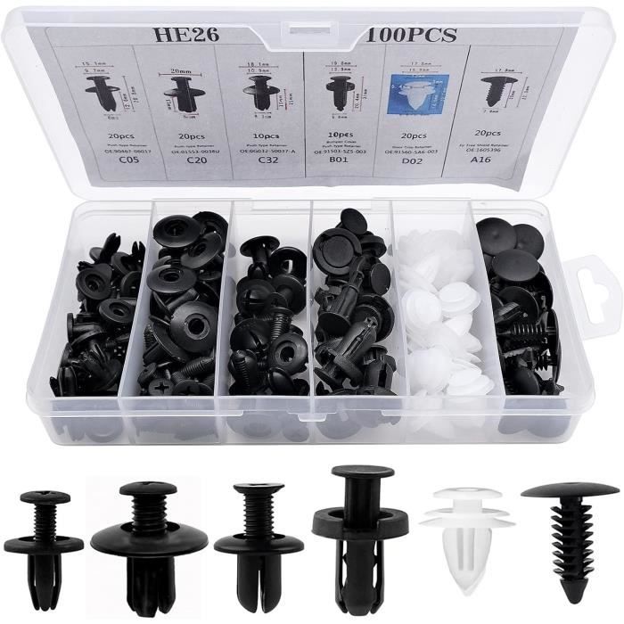 100Pcs Rivet Clips Plastique, Clips Voiture Attaches De Pare Chocs ...