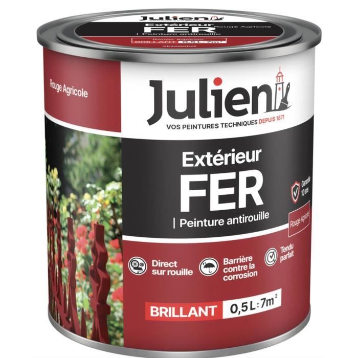 Peinture - JULIEN - Rouge - 0.5L - Brillant - Anti-rouille pour métal ...