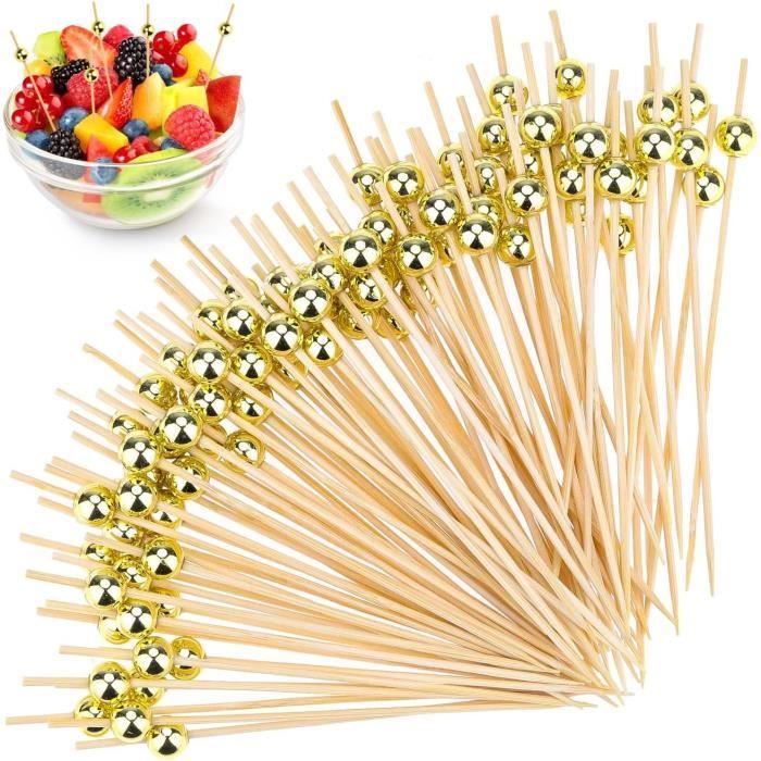 Bâtonnets à Cocktail, 100Pcs Bâtonnets de Fruits en Bambou, Cure-dents ...