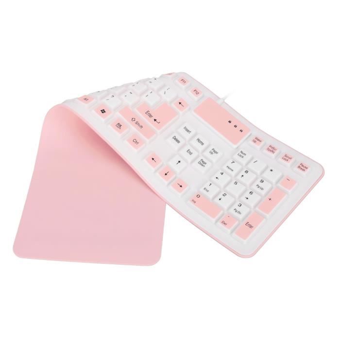 Clavier pliable en silicone - OMABETA - Rose - Étanche - Anti-poussière ...