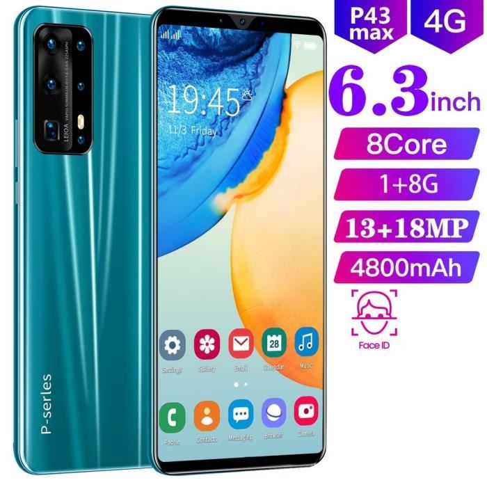 P43Max 6,3 pouces écran Smartphone 1G+8G - Octa Core Face ID - Double ...