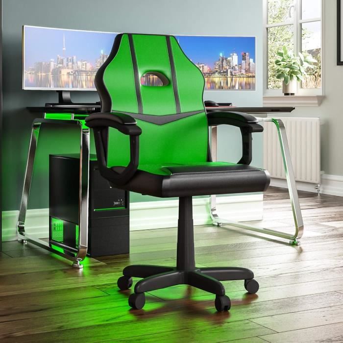 Racing Comet Chaise De Gaming Pour Bureau, Vert Et Noir, Réglable, Pivotante, Inclinable ...