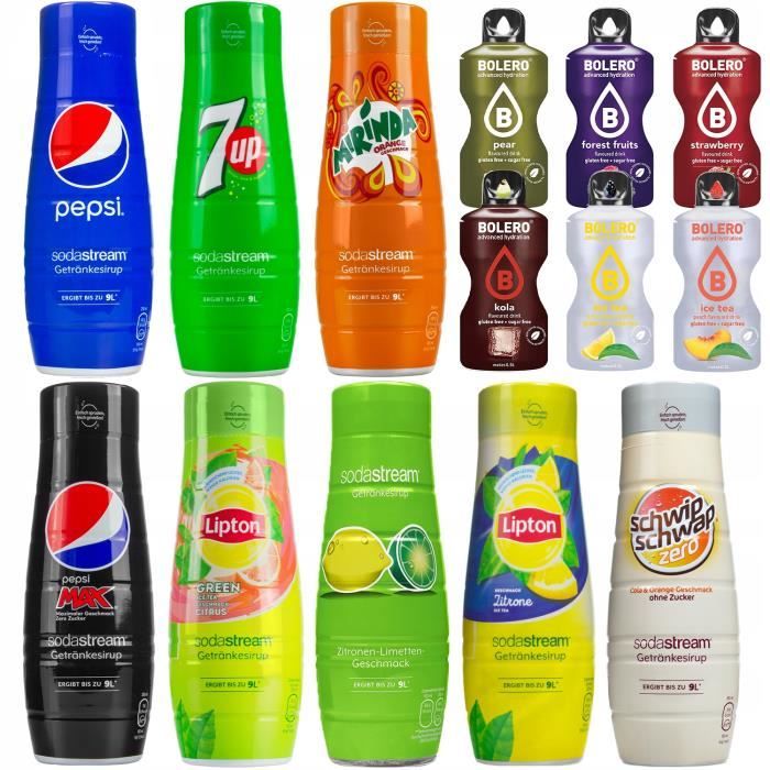 Lot de sirops SodaStream - Pepsi 7UP Mirinda Lipton Schwip Schwap - 8 ...