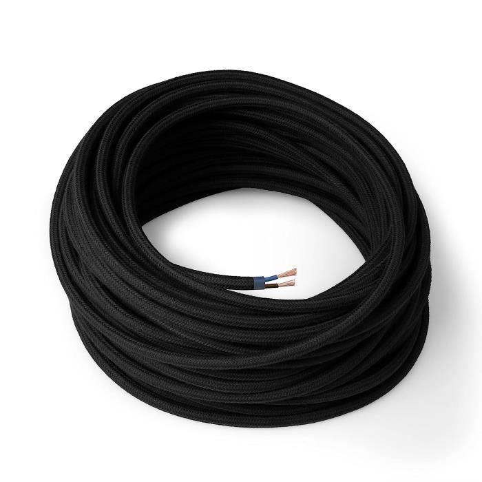 Câble Électrique Textile Couleur Noir, Rond, Coton, 1 Mètre, À 2 Brins ...