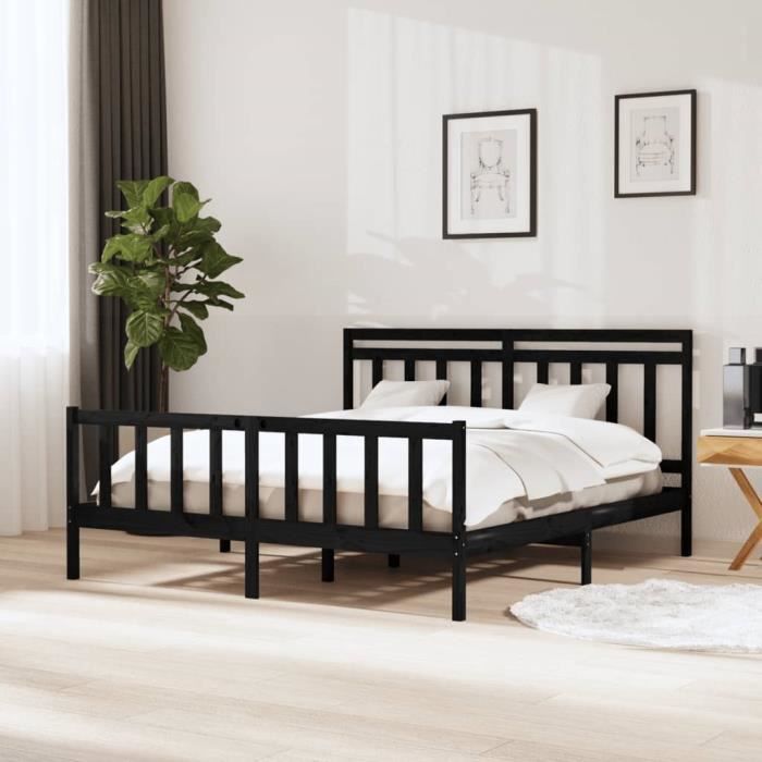 TRU Structure de Lit pour Matelas 160 x 200 cm, Lit Double en Bois de ...
