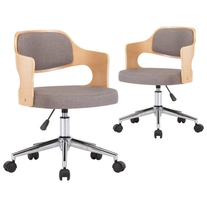 Chaises pivotantes à dîner 2 pcs Taupe Bois courbé et tissu 3054941 ...
