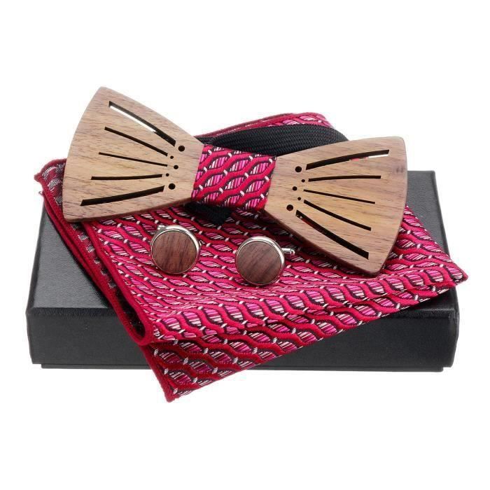 Ensemble Noeud Papillon - En Bois Fait Main - Anniversaire Mariage Fête ...