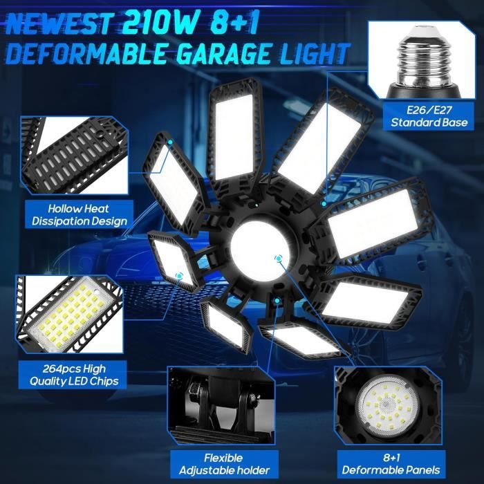 Éclairage LED Garage 210W 21000 Lumen, 4 Pack Lampe Atelier Plafonnier ...
