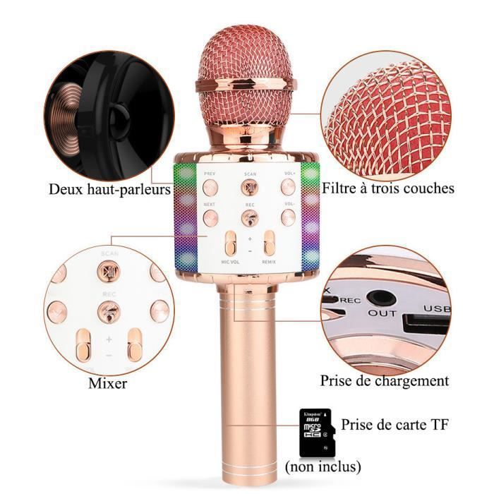 Microphone sans Fil Karaoké Enfants - Pour Chanter Fille Garçon Cadeaux ...