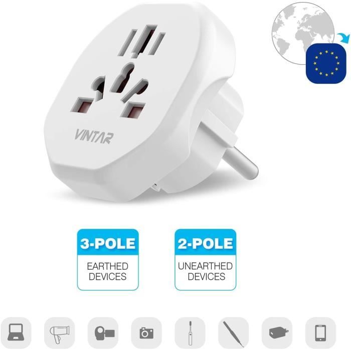 Adaptateur Prise Universel De Voyage, Adaptateur Prise International Vers France Pour Anglaise ...