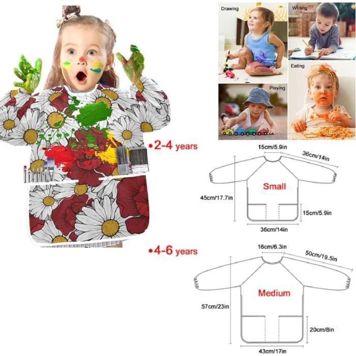 Fleur Marguerite Pivoine Jolis Enfants Tablier Pour Bébé Manches ...