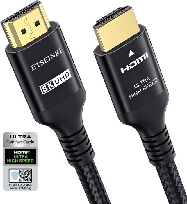 8K 4K Cable HDMI 21 2M Certifi 48Gbps Ultra Haute Vitesse Cables HDMI ...