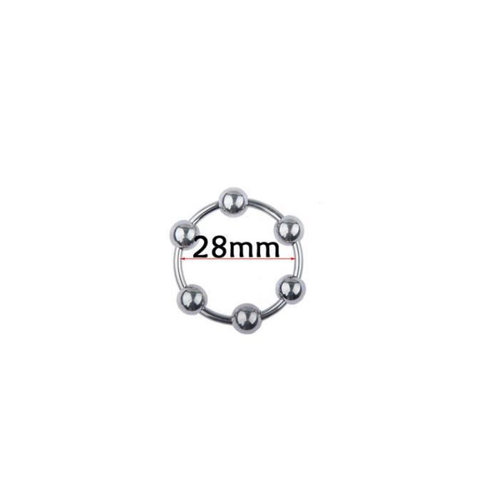 28mm-6perles-Anneau pénien en acier inoxydable pour hommes, anneau de ...