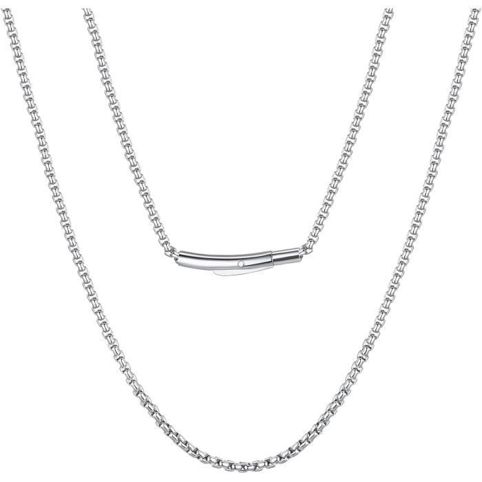 Collier Homme Femme Chaîne Venitienne Sans Pendentif Bouton Pression ...