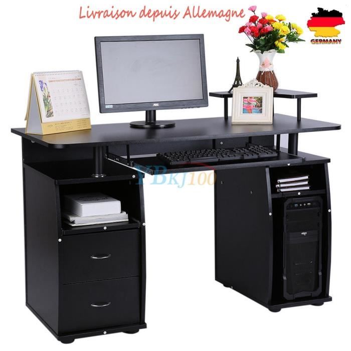 Bureau pour ordinateur table meuble PC Table de travail avec tiroir 120 ...