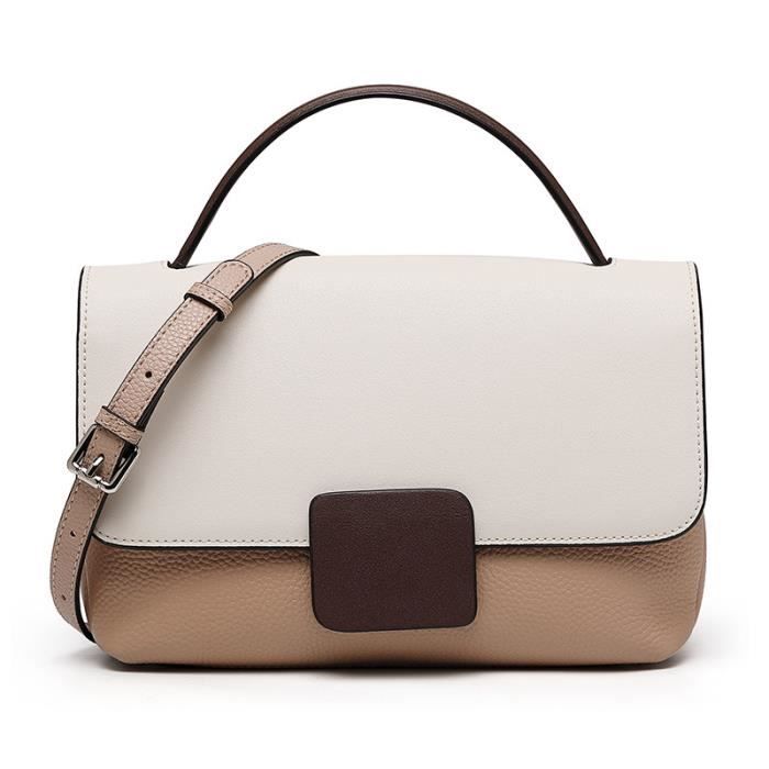 100% cuir véritable beige mode lambrissé sacs à bandoulière bandoulière ...