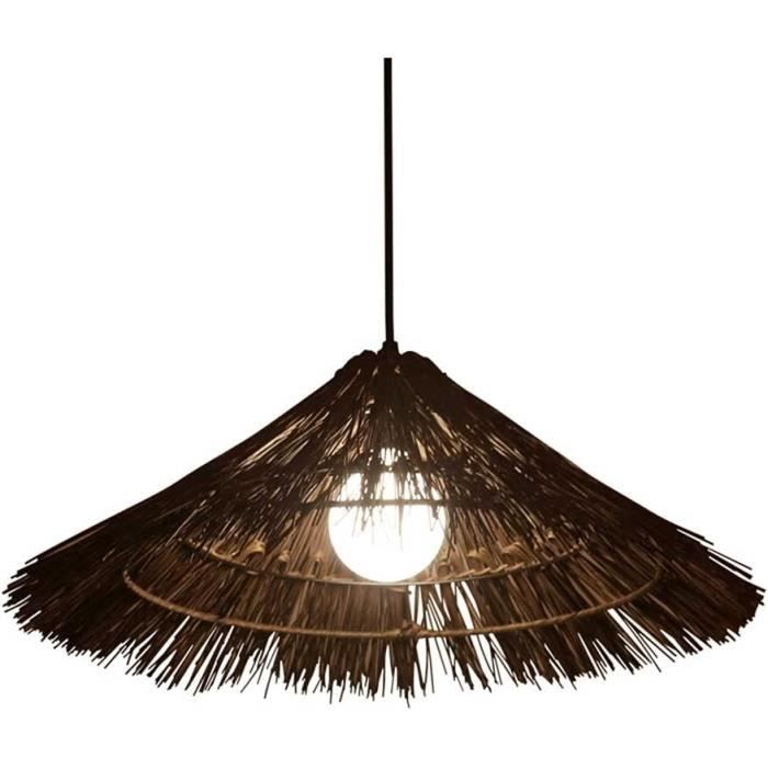 Lustre Chapeau De Paille En Rotin Suspension En Bambou Tissé À La Main ...