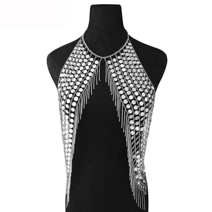 CRAZE Été paillettes gland Sexy haut court plage femmes hauts à licou ...