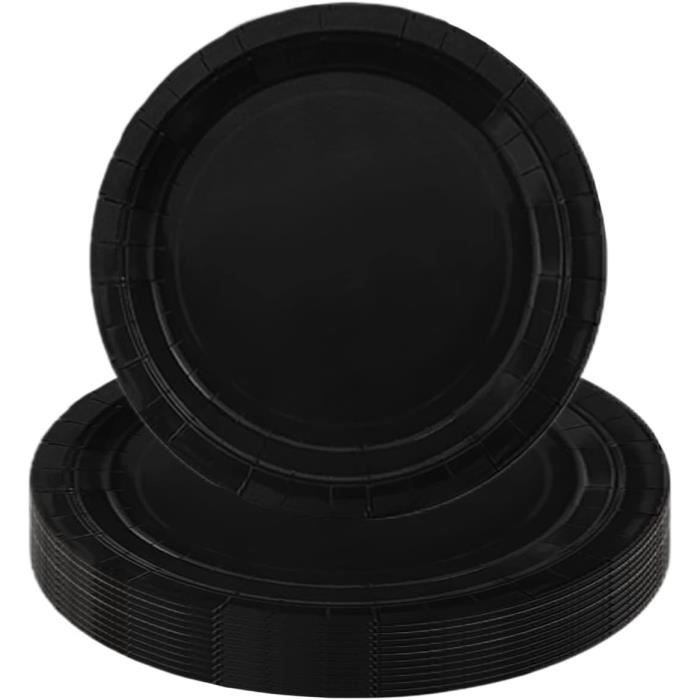 16 Pièces Assiettes Jetables Noir Assiettes Dessert Carton,Assiette ...
