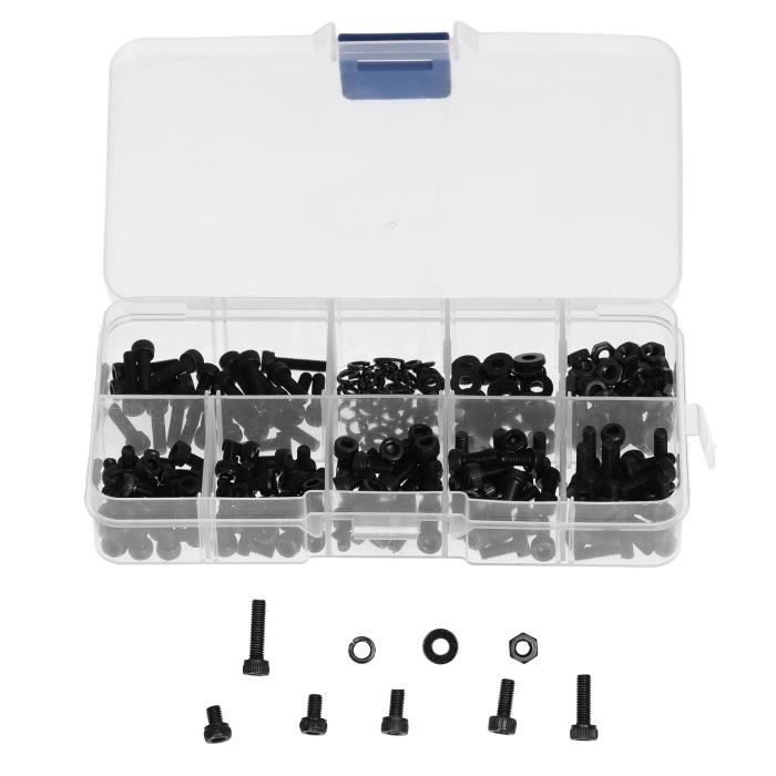VBESTLIFE Kit d'assortiment de boulons à écrou 300 pièces écrou boulon Assortiment Kit culasse ...