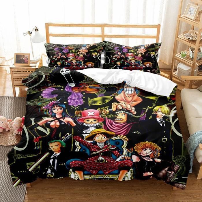 Animé One Piece Luffy 3d Print Chopper Zoro Sanji Couette Parure De Lit