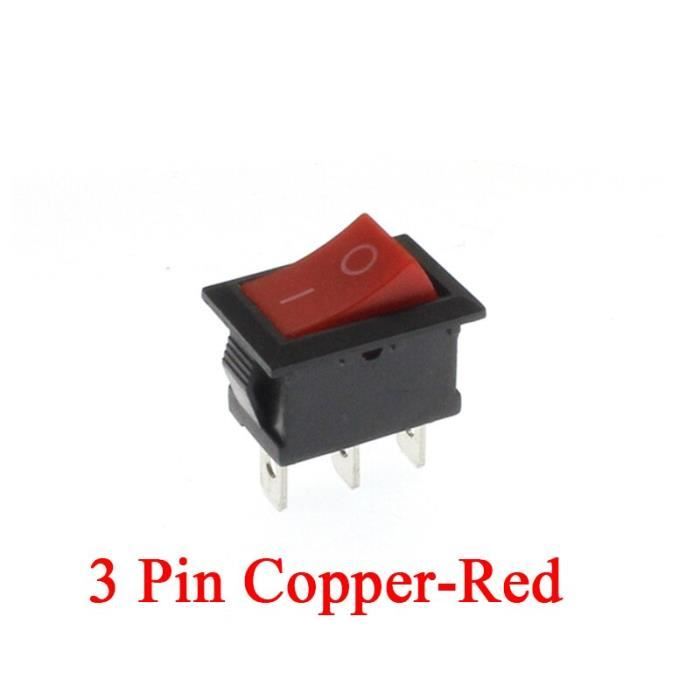 3 pin-Copper-Red-250V-KCD1-21x15mm -Interrupteur On-Off à bascule,2 ...