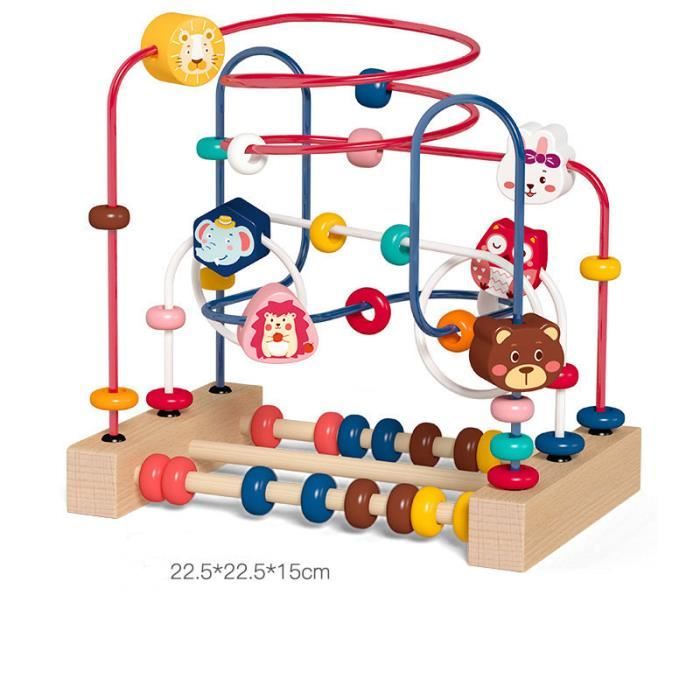 ZGEER Perles en bois Jouets 2 en 1 Abacus Jeu Animal Maze Montessori ...