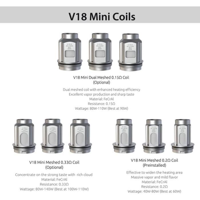 Original TFV18 Mini Meshed 0.33ohm Coil (80-140W) E-Cigarette Vape Coil ...