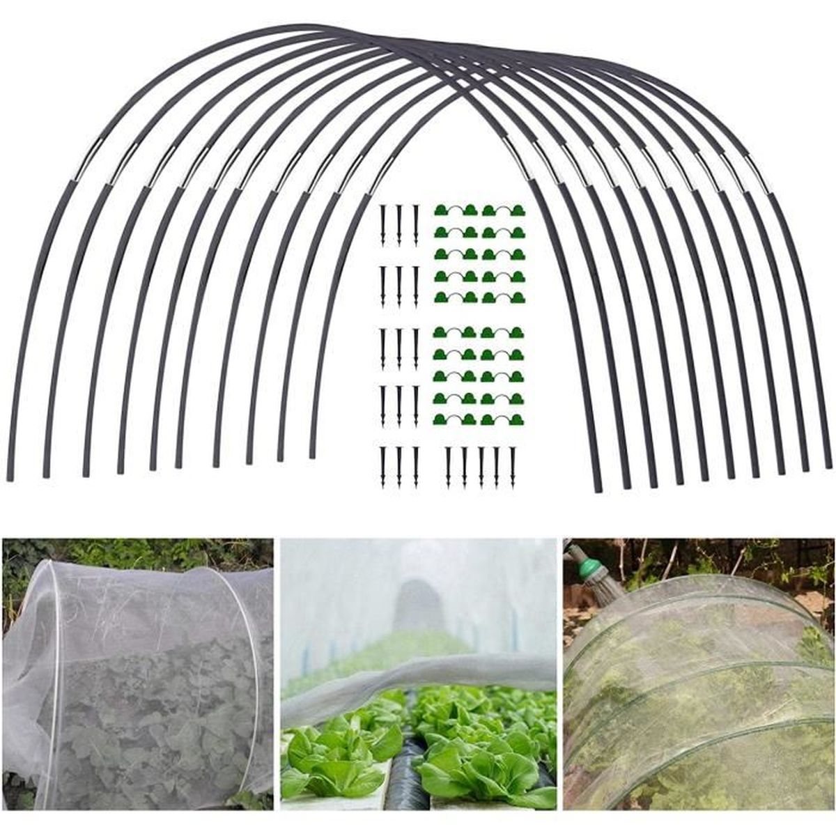 30 PCS Arceaux pour Serre Tunnel Arceaux De Serre pour Support Cerceaux ...