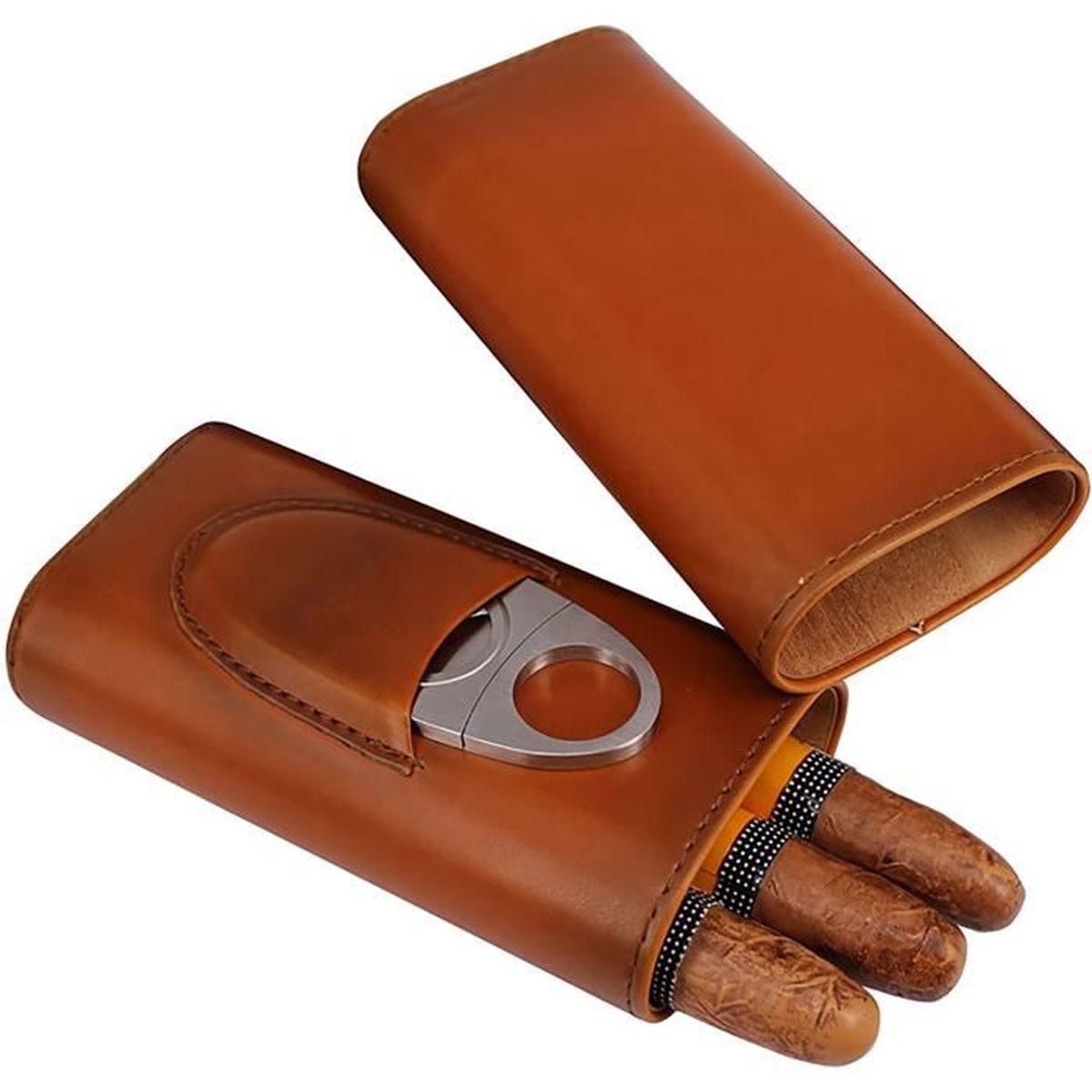 Boîte à cigares en Cuir Marron de Haute qualité pour Un Maximum de 3 ...