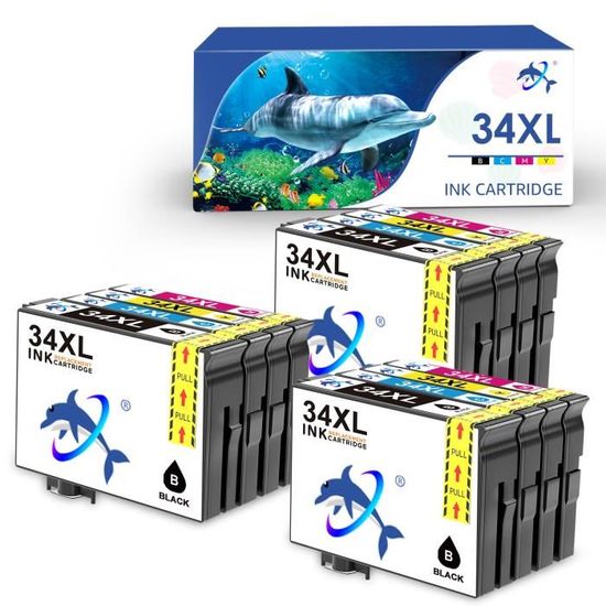 FINEST-4U 34 XL 34XL(T3471 T3472 T3473 T3474) 12 CARTOUCHE d'encre ...