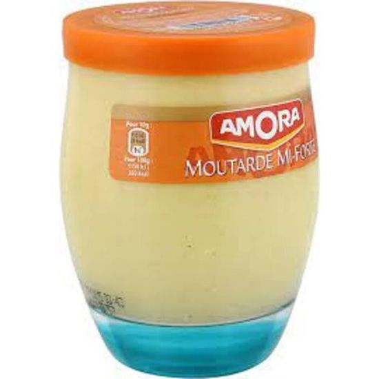 Amora - Moutarde mi-forte goût équilibré Le pot de 230g - Lot de 4 ...