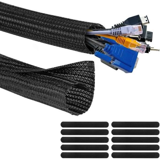 Cache Câble 2X2M Gaine Câble Souple Ajustable, Gestion des Câbles ...