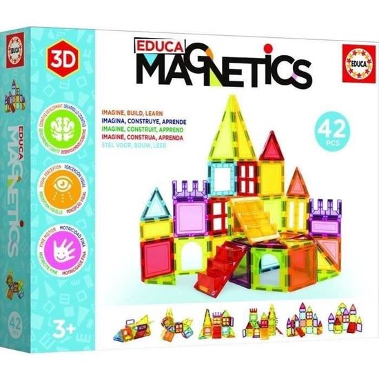 Jeu de construction magnétique - EDUCA - Educa Magnetics 42 Pcs ...