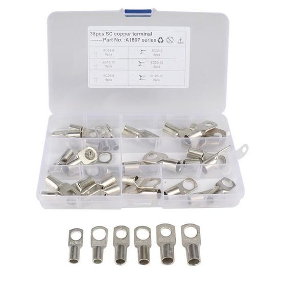 36 PièCes SéRies Boulon Trou ÉTamé Cosses de CâBle Bornes de Batterie ...