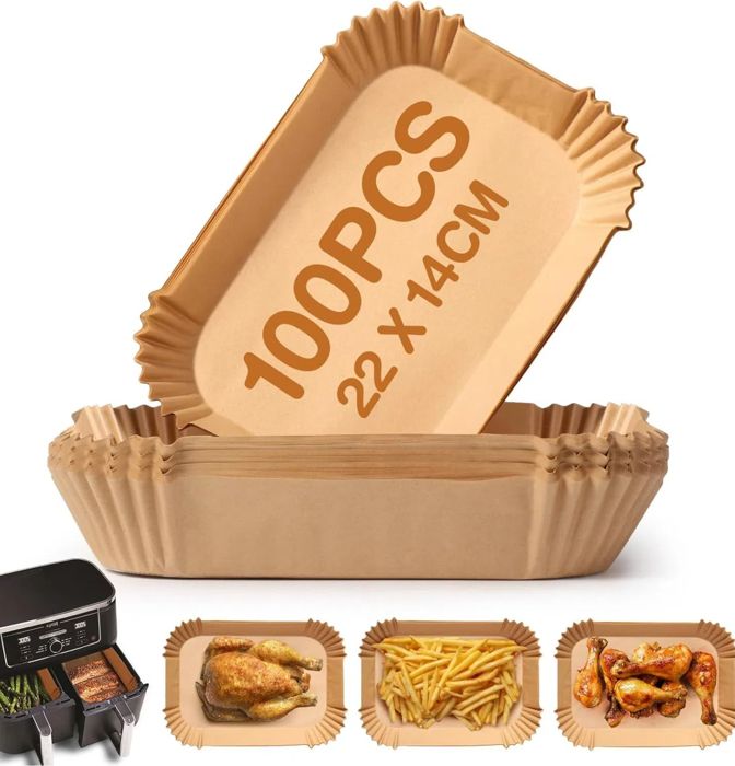 Papier Cuisson Air Fryer - 100 Pièces Rectangle - 22x14CM Papier ...