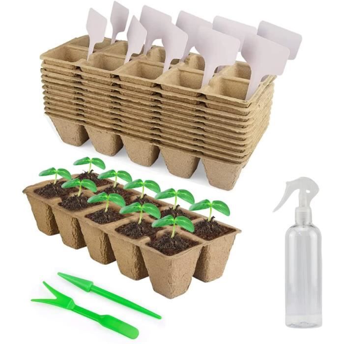 120 Pot de Tourbe,Plateau de Plantation Biodégradable,Pot Semis ...
