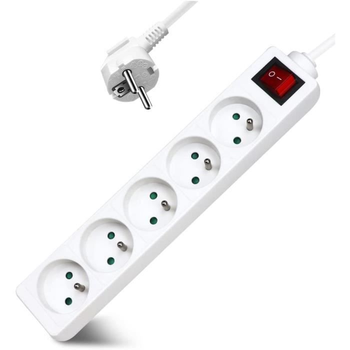 Multiprise 5 Prises 16A 2P + T Avec Interrupteur, Bloc 3 Prises ...